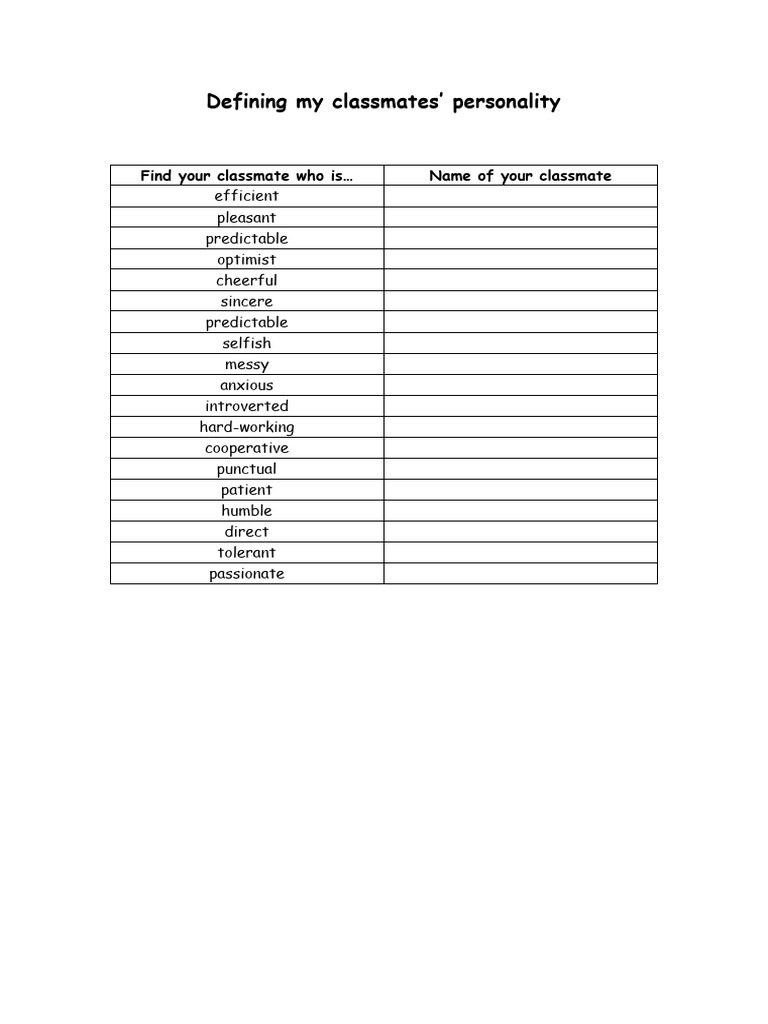 Defining my classmates (Adjectives) | PDF