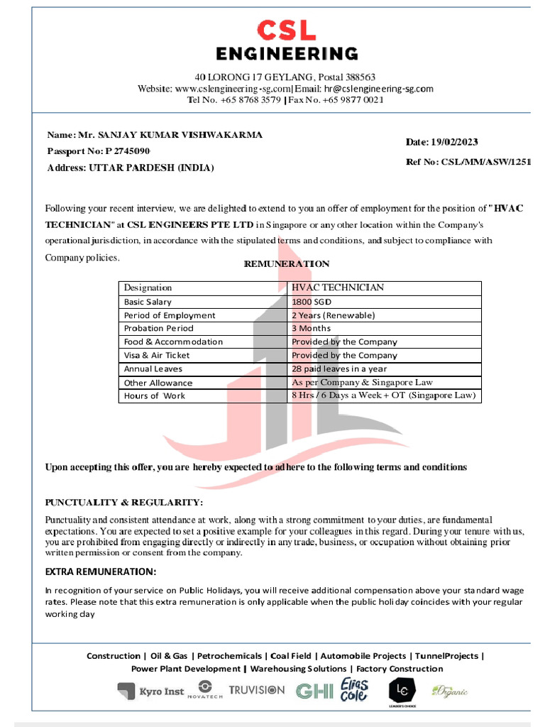 CSL Offer Acceptance | PDF