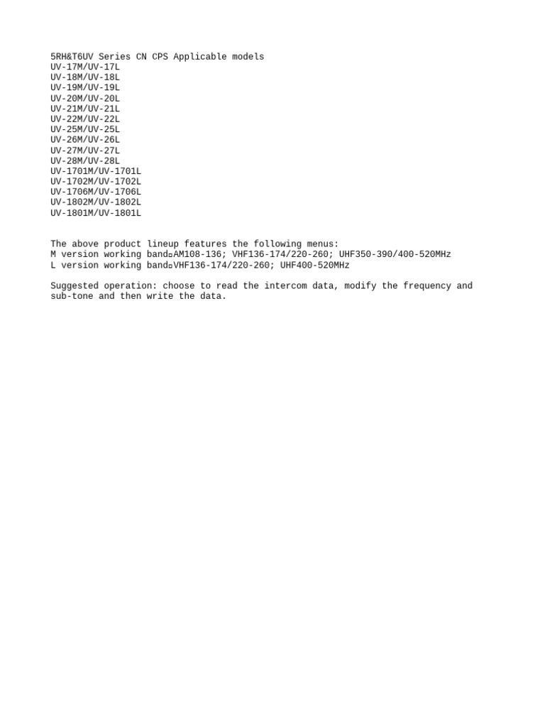 UV-5RH& T6UV Series CN CPS Instructions For Use | PDF