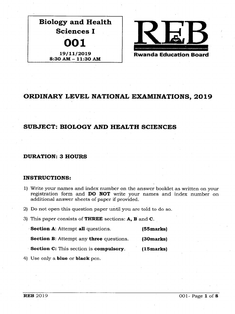 2019 Biology Health Sciences OL | PDF