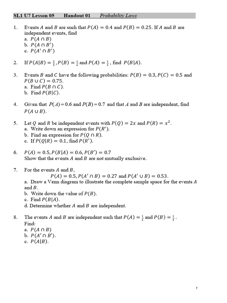 Probability Laws for Math Students | PDF