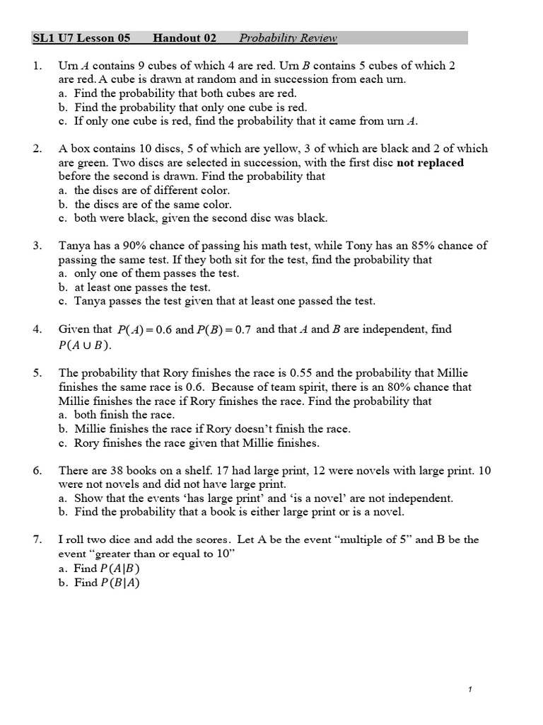 05 Handout 02 Probability Review (1) | PDF | Applied Mathematics ...