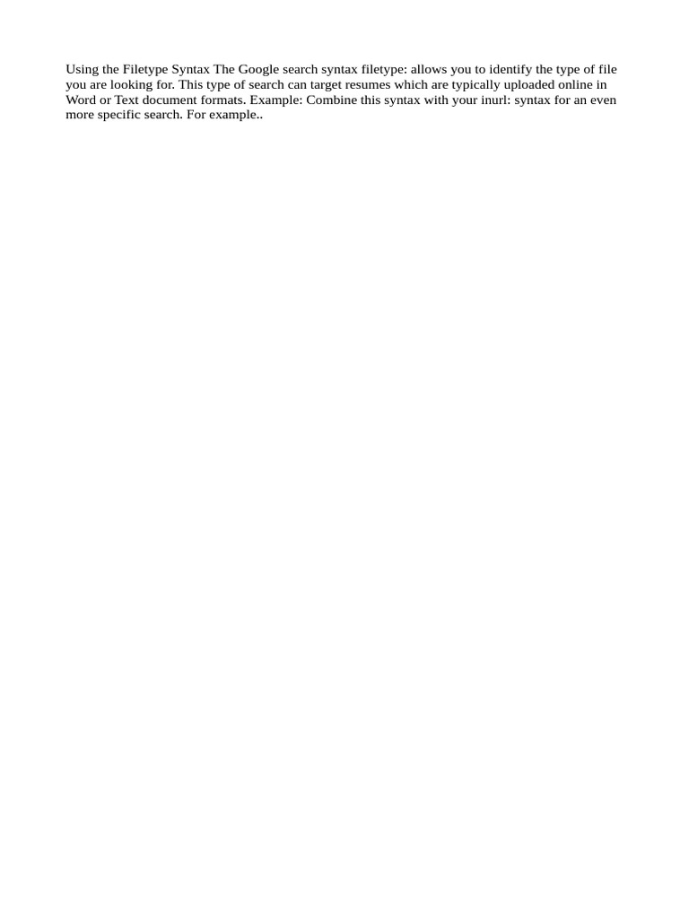 Google Filetype Search Techniques | PDF