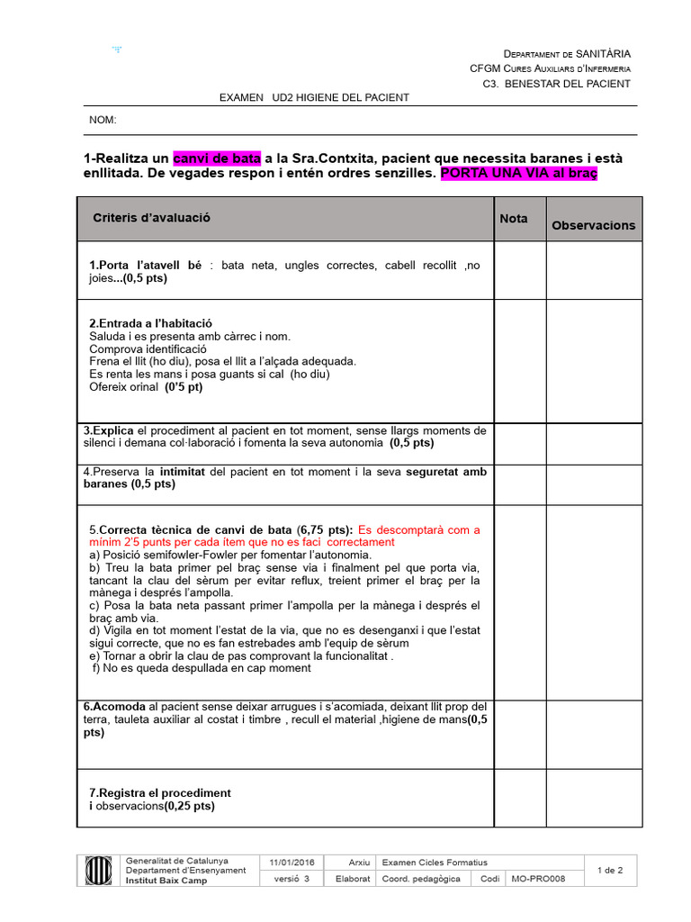 Examen 4 Pràctic UD2. Canvi Bata Amb Via | PDF