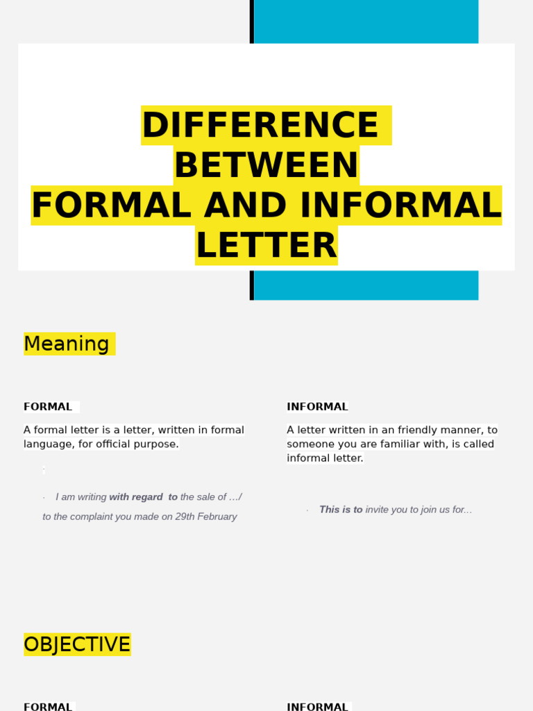 Formal vs Informal Letters Explained | PDF