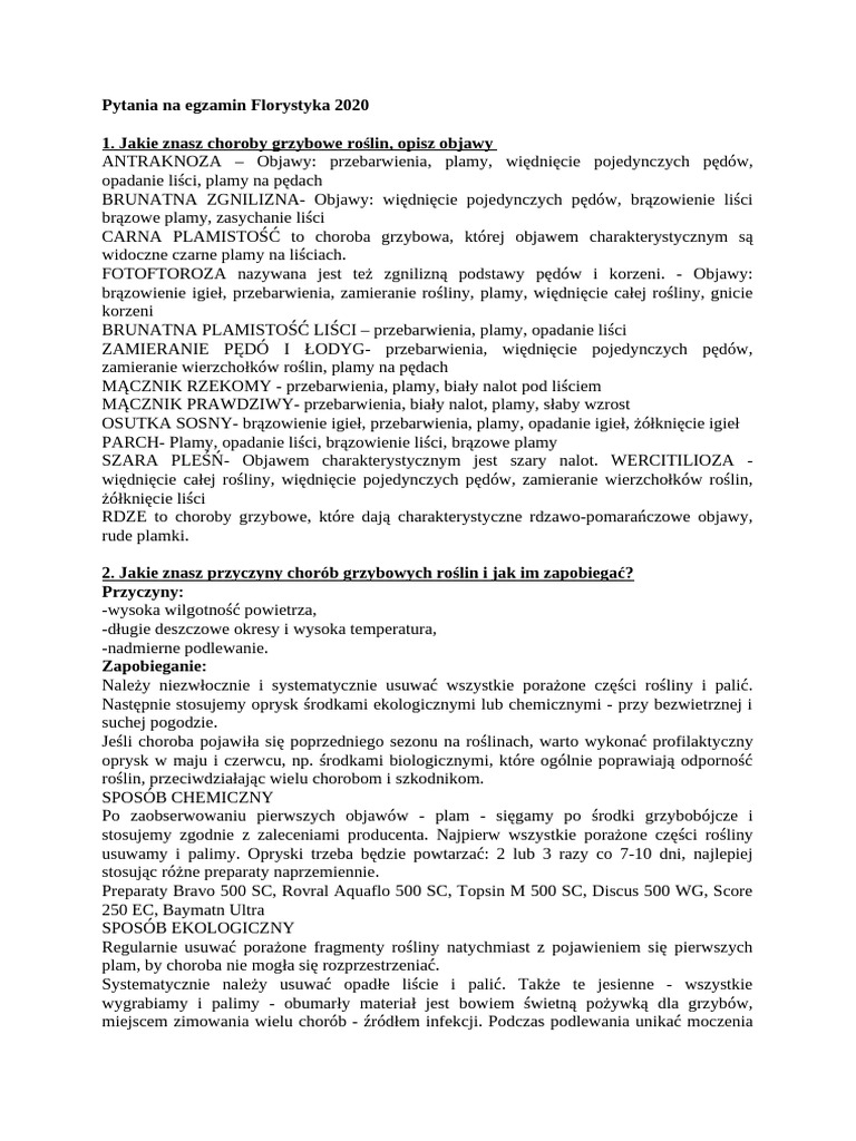 Pytania-na-egzamin-Florystyka-2020 | PDF