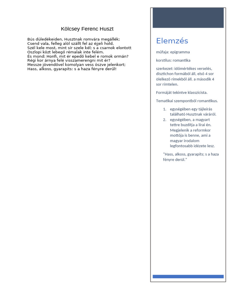 Kölcsey Ferenc Huszt | PDF