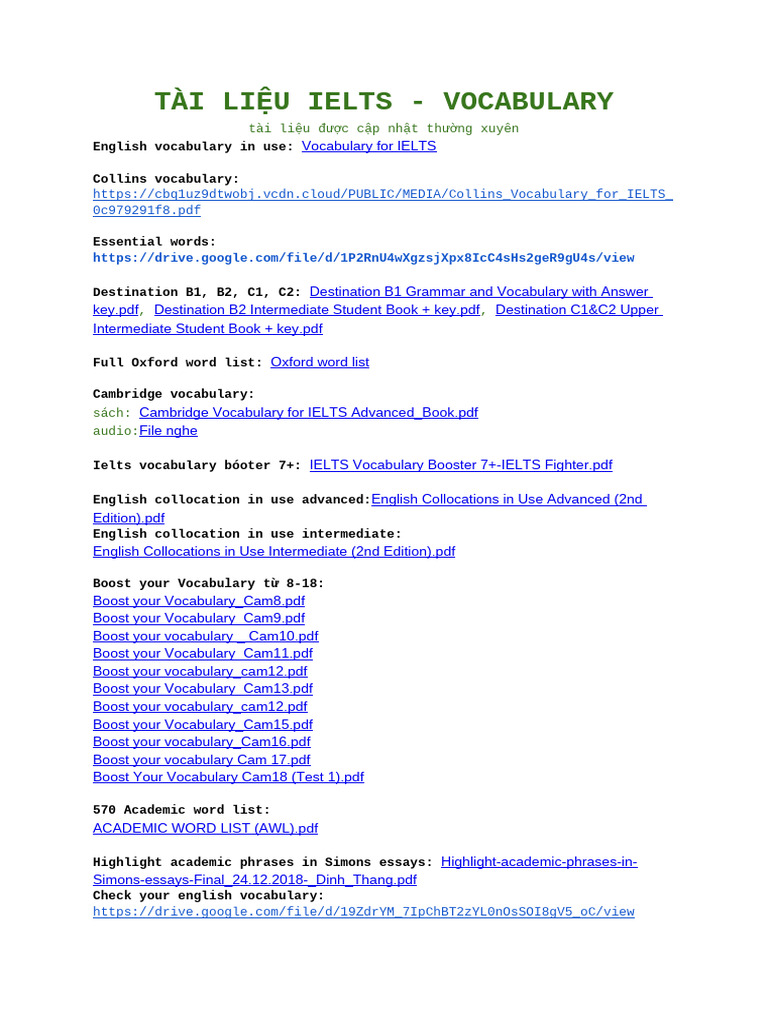IELTS - VOCABULARY | PDF