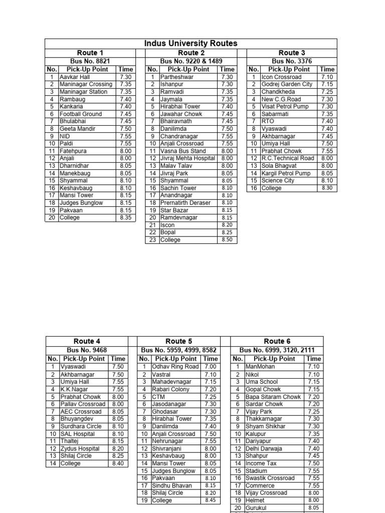 9.00 AM Regular Routes | PDF