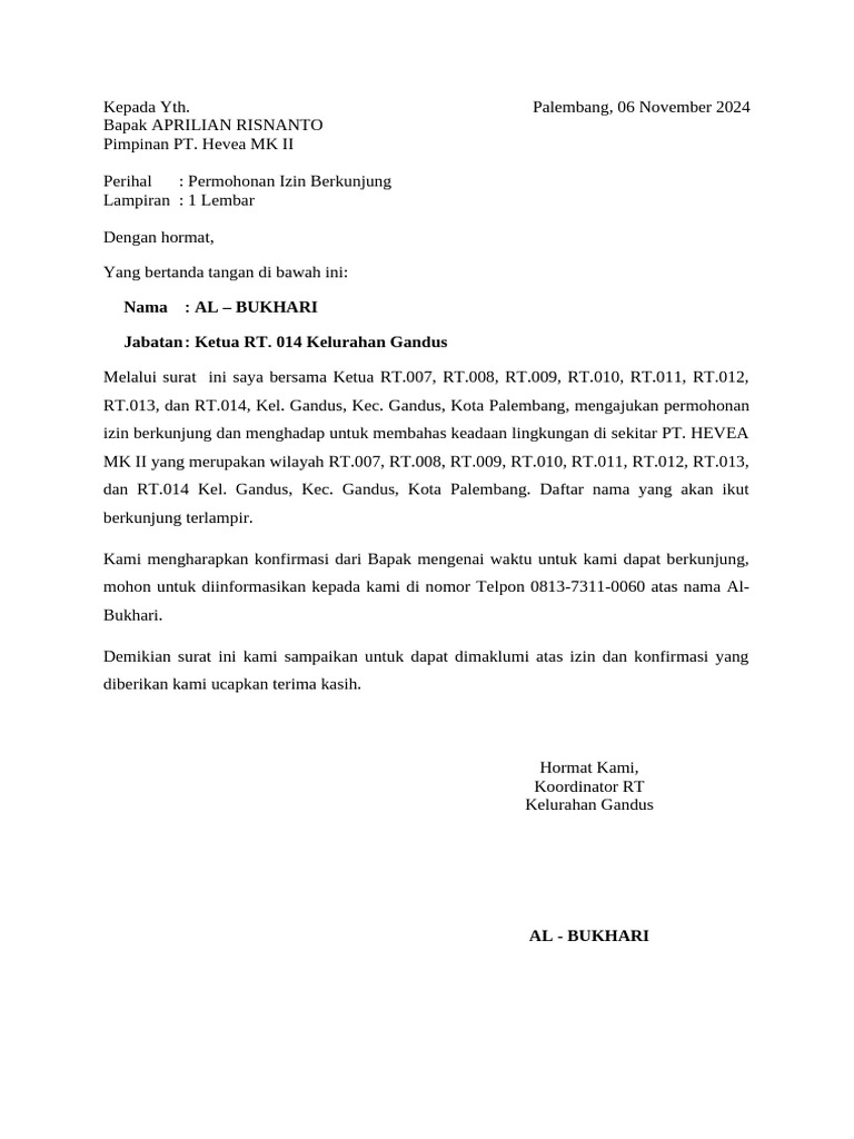 Surat Izin Berkunjung | PDF