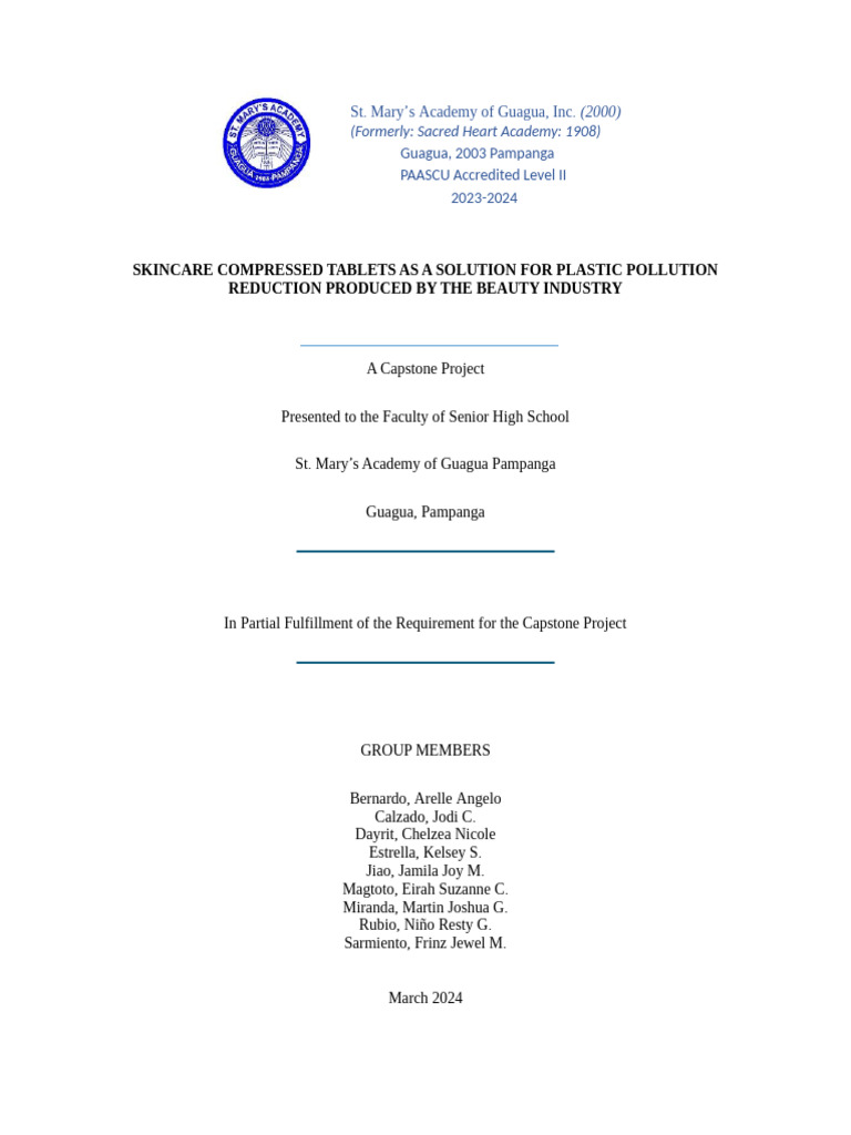 Complete Capstone Paper | PDF | Tablet (Pharmacy) | Cosmetics