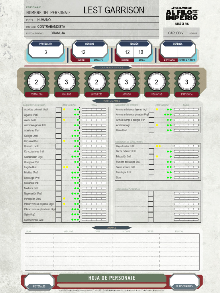 Ficha Lest Garrison | PDF