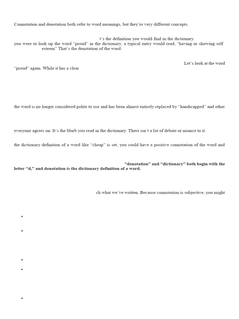 Denotation and Connotation 1 | PDF | Connotation | Definition