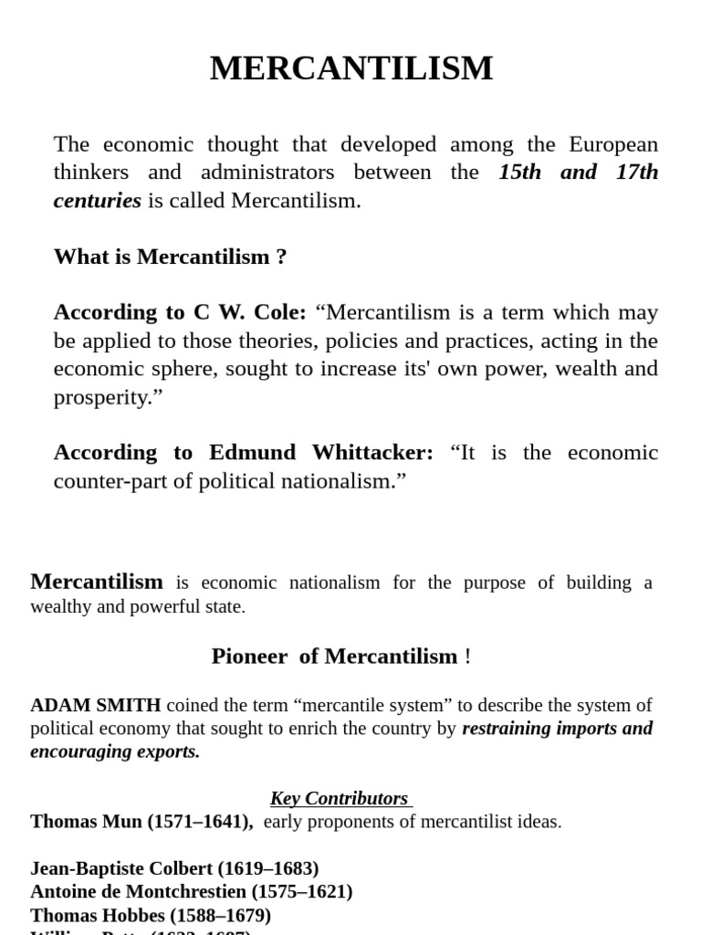 Understanding Mercantilism: Key Concepts | PDF | Mercantilism | Economies
