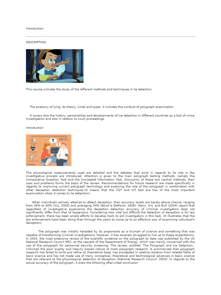 LIE-DETECTION | PDF | Polygraph | Norepinephrine