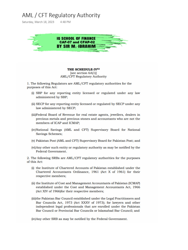AML-CFT Regulatory Authority | PDF