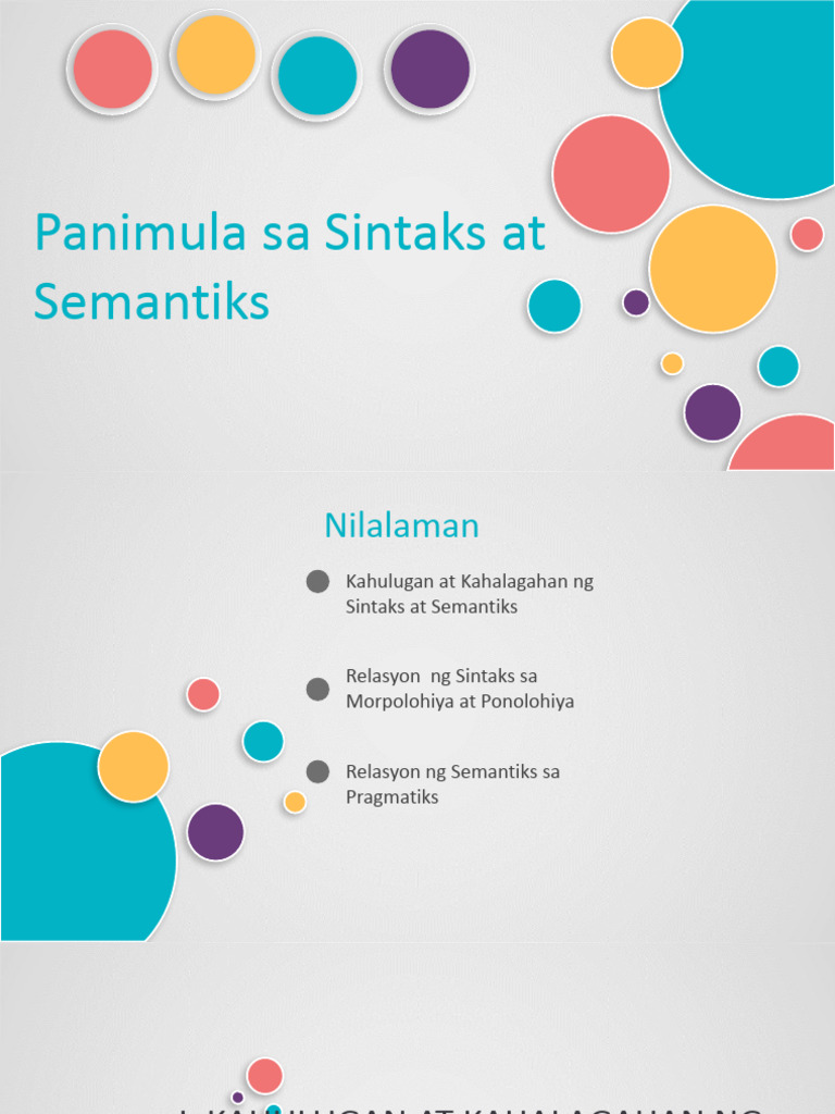 Panimula NG Sintaks at Semantiks | PDF