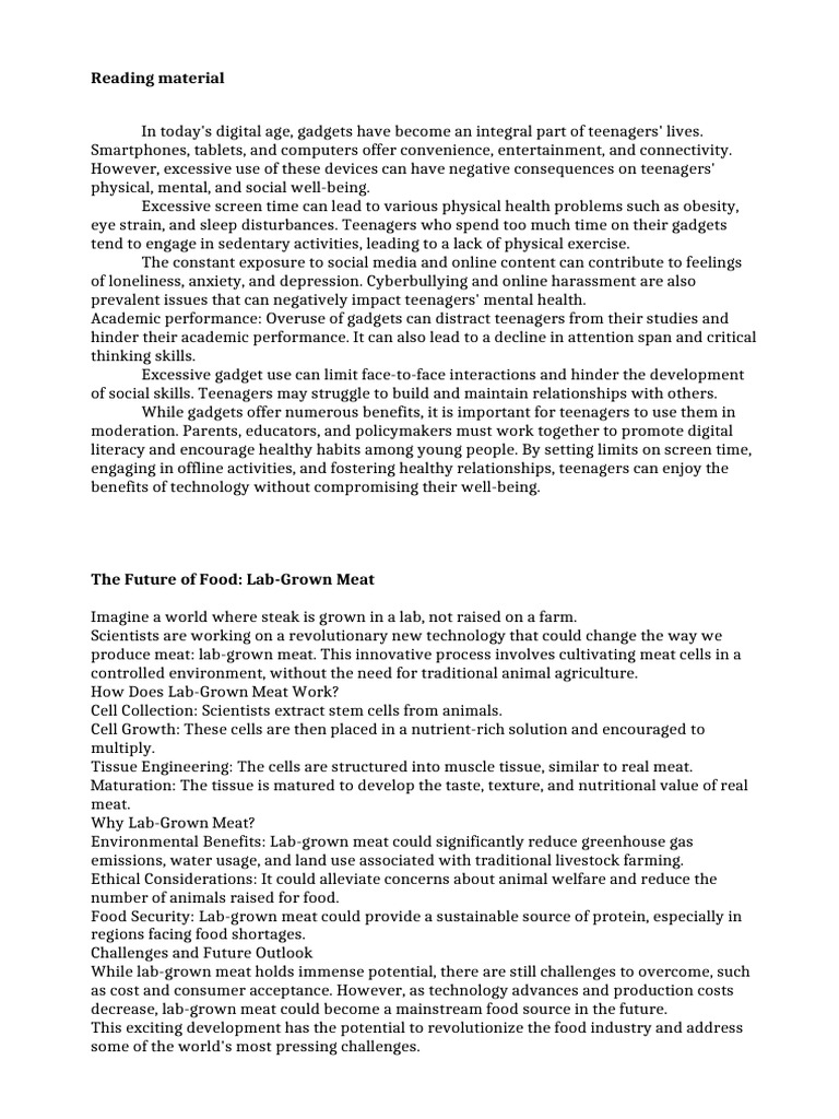 Teens and Gadget Overuse | PDF | Meat | Adolescence