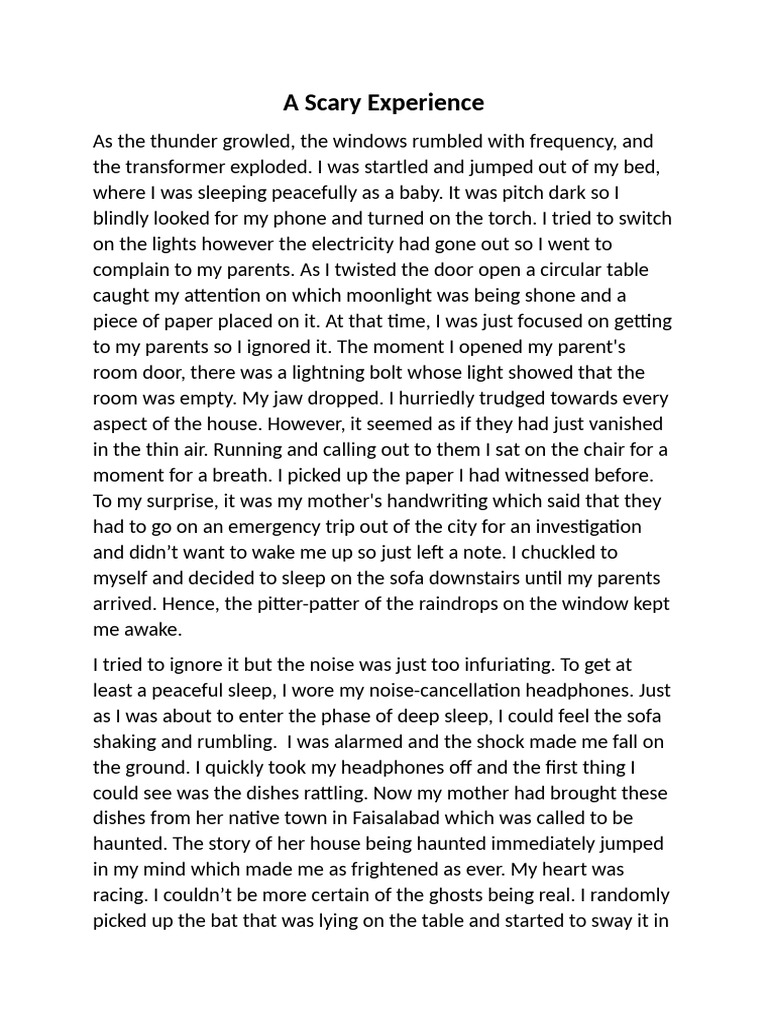 A Scary Experience | PDF