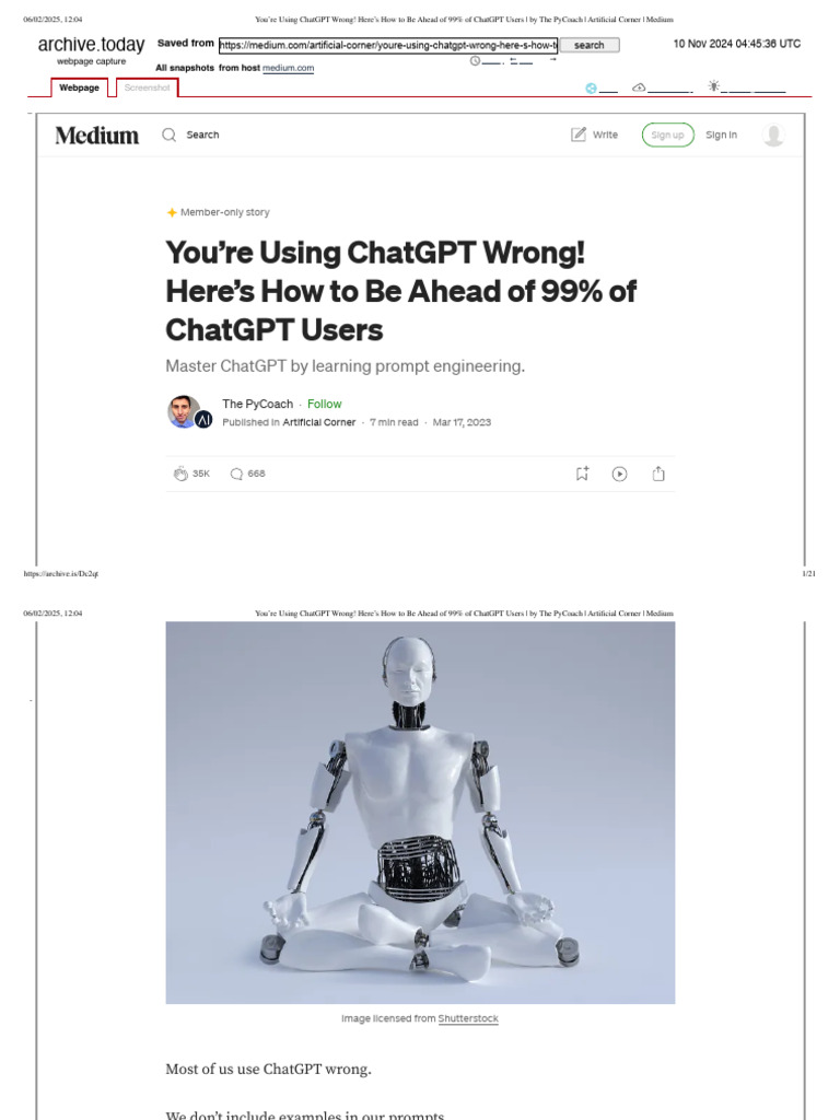 You're Using ChatGPT Wrong! Here's How To Be Ahead of 99% of ChatGPT Users - by The PyCoach ...