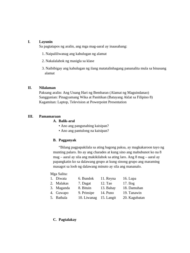 Mala Masusing Banghay Aralin | PDF