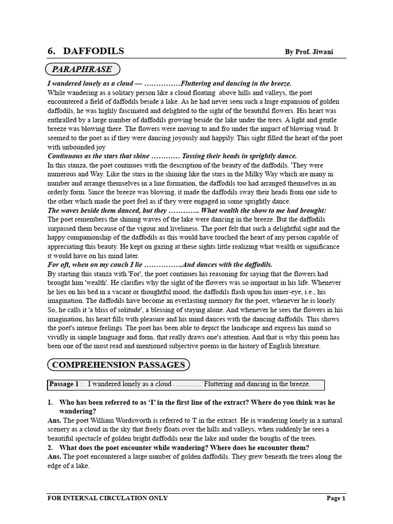 Daffodils: A Poetic Analysis and Summary | PDF