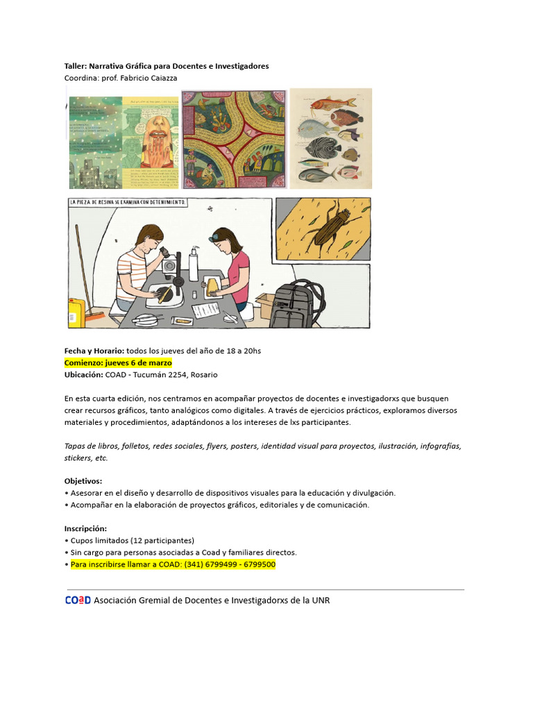 Taller de Narrativa Gráfica para Educadores | PDF
