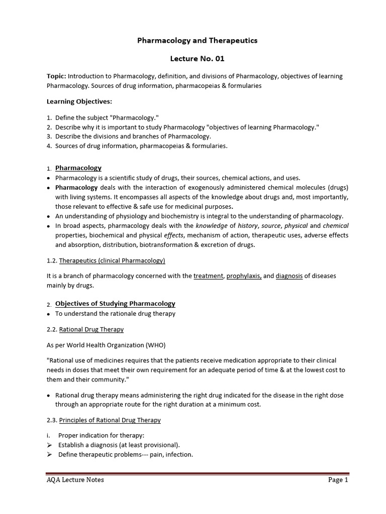 General Pharmacology Lecs Abdul Qudoos | PDF | Pharmacology | Medical Treatments