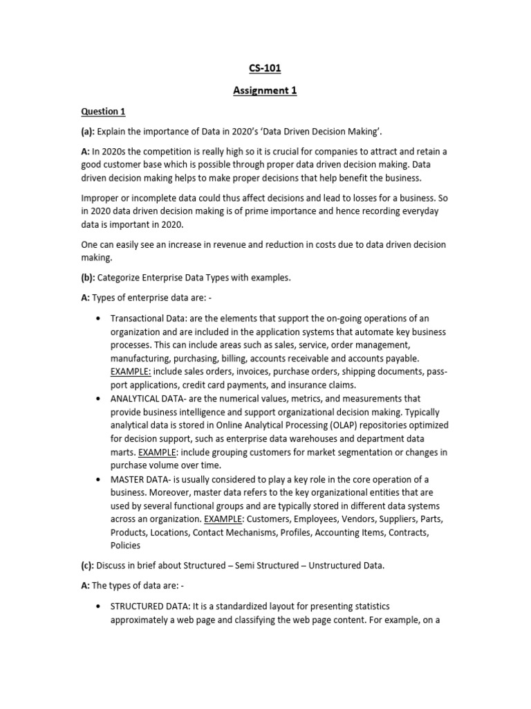 Data Driven Decision Making Assignment | PDF | Decimal | Arithmetic