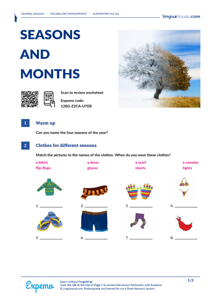 Seasons and Months American English Student Ver2 | PDF