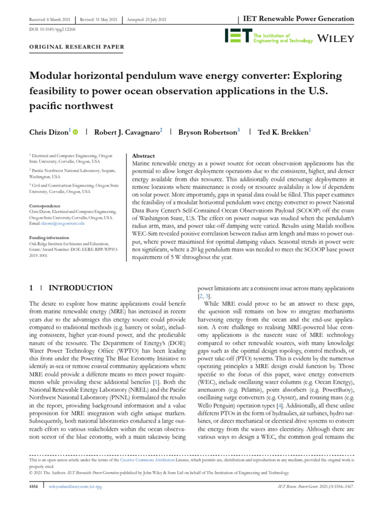 Modular Horizontal Pendulum Wave Energy Converter | PDF | Lagrangian ...
