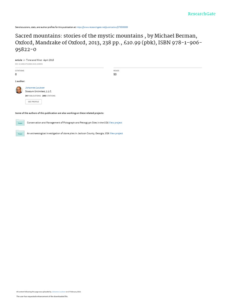 Loubser, 2016, Review of Sacred Mountains | PDF