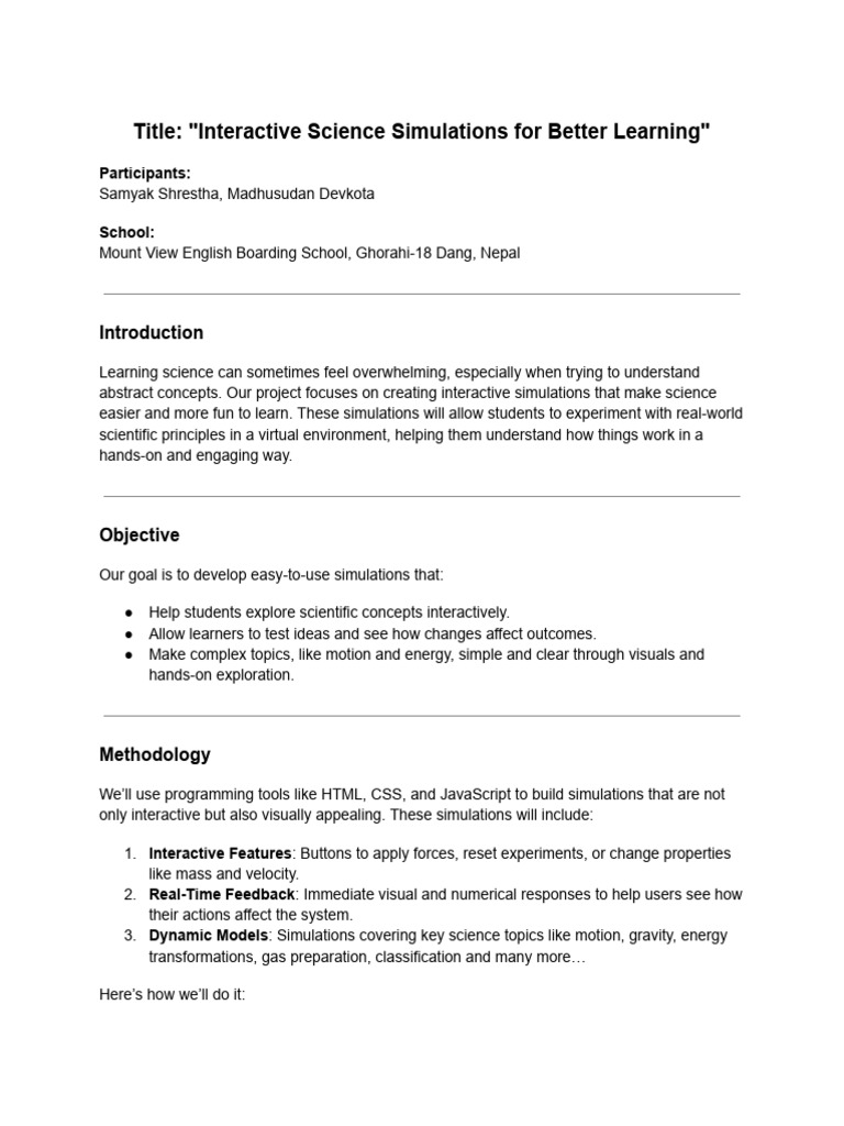 Interactive Science Simulations | PDF