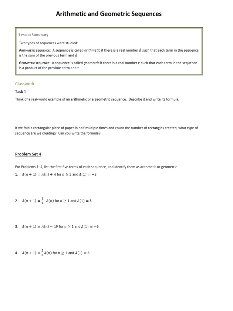 STUDENTS_MATERIAL_ARITH_AND_GEOMETRIC_PROGRESION_1 (1) | PDF | Arithmetic | Mathematical Concepts