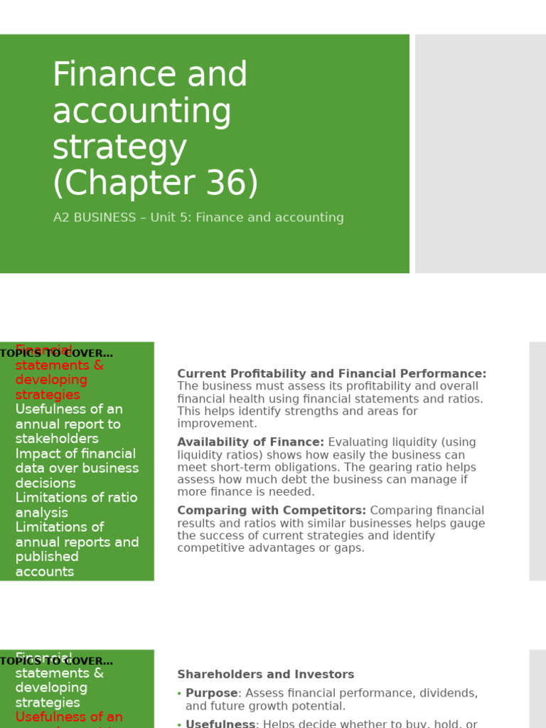 A2-Finance and Accounting Strategy (Chapter 36) | PDF | Dividend | Revenue