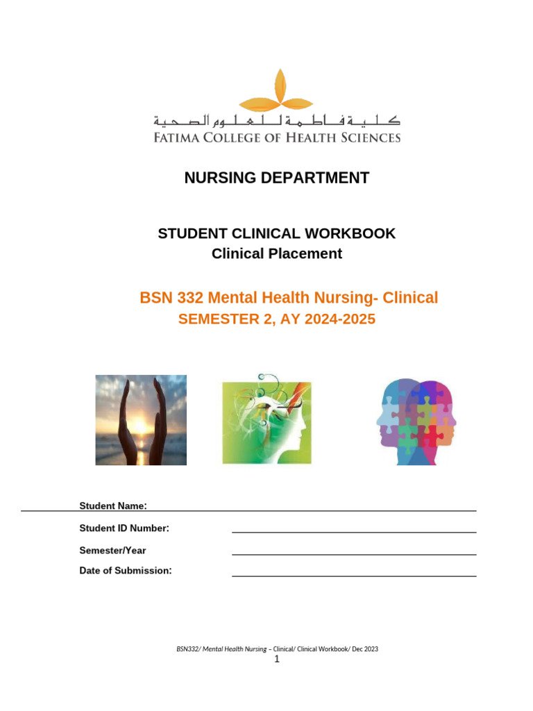 BSN332 Mental Health Nursing Workbook | PDF | Nursing | Mental Health