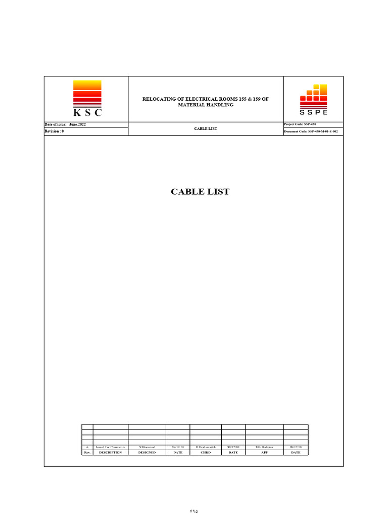 Cable list | PDF | Electrical Engineering | Electricity