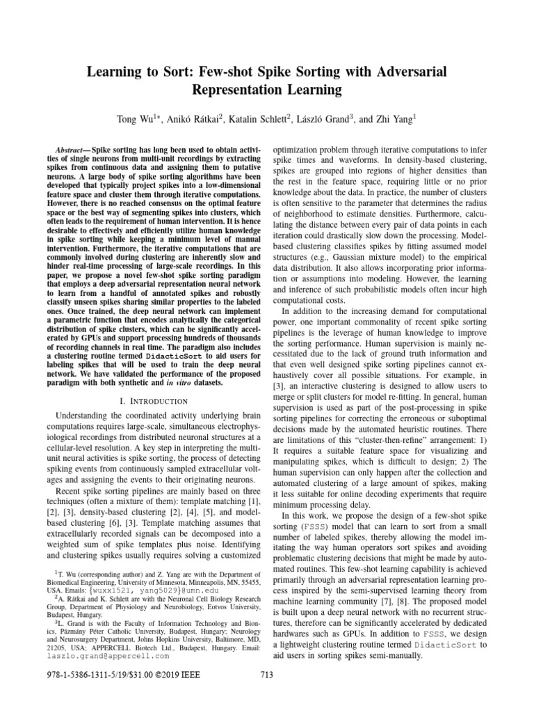 07-Learning To Sort Few-Shot Spike Sorting With Adversarial Representation Learning | PDF ...