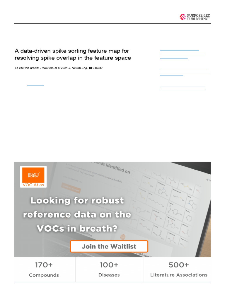 08-A Data-Driven Spike Sorting Feature Map For | PDF | Brain | Cluster Analysis