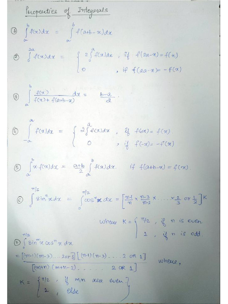 Properties of Integrals | PDF