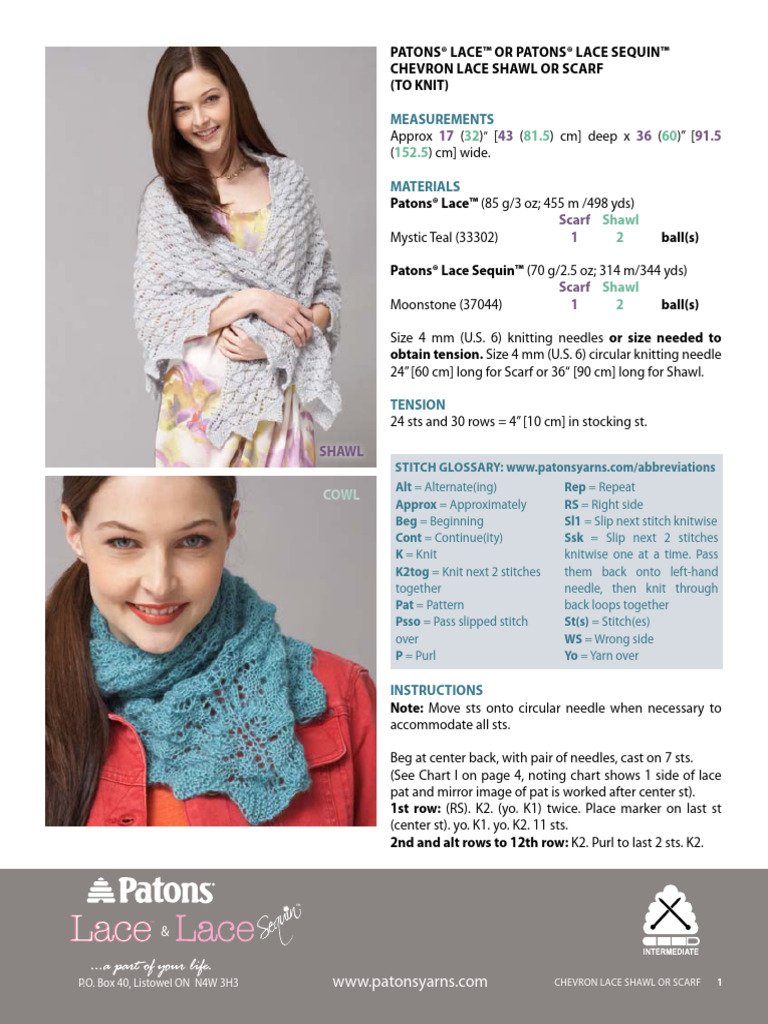 Patons Laceweb5 KN Shawl - en US | PDF | Knitting | Knitting Needle