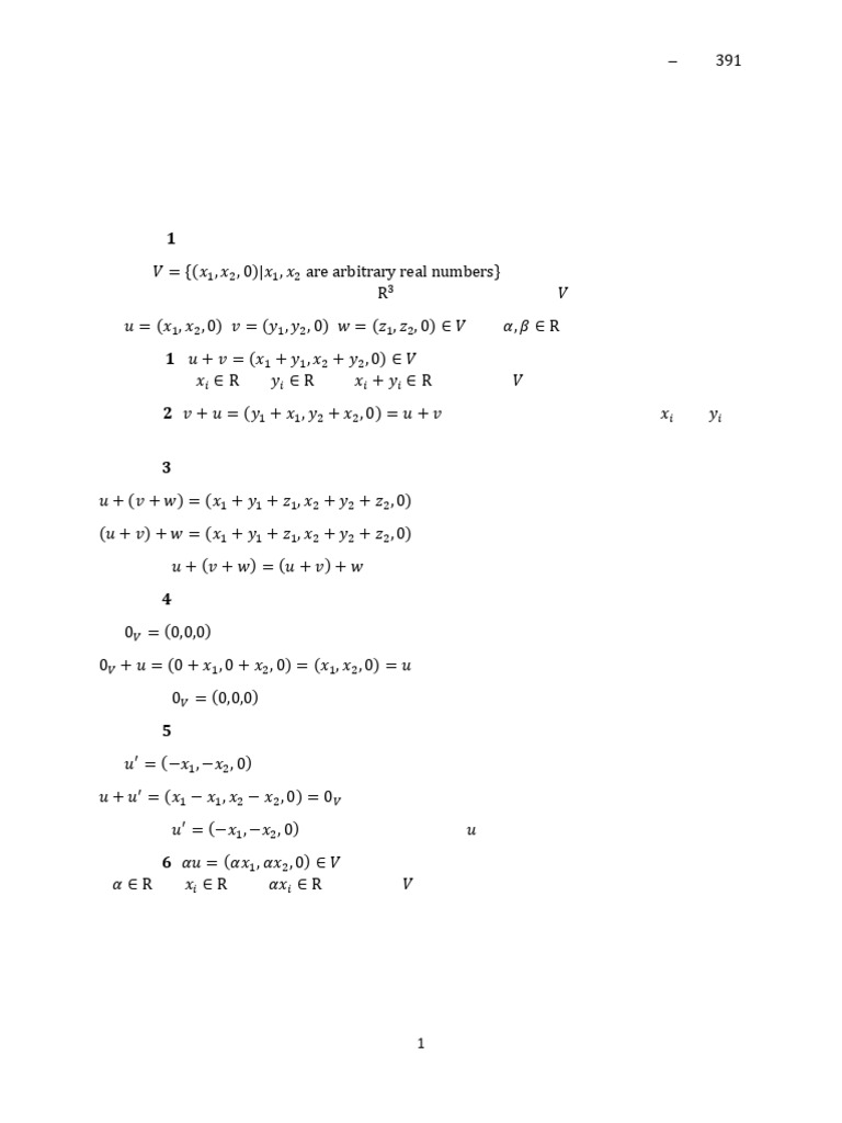 Training Exercises 01 - Vector Spaces - Solution | PDF | Linear Subspace | Vector Space