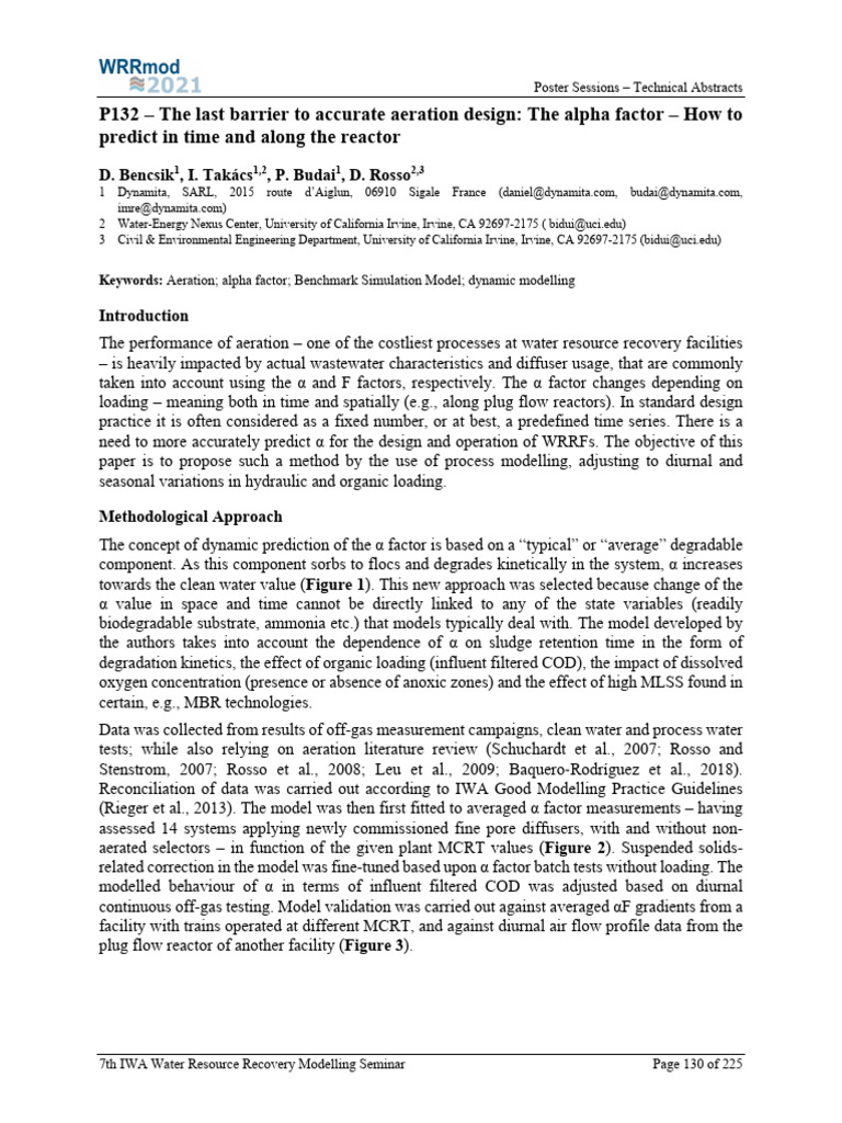 The Last Barrier To Accurate Aeration Design: The Alpha Factor - How To Predict in Time and ...