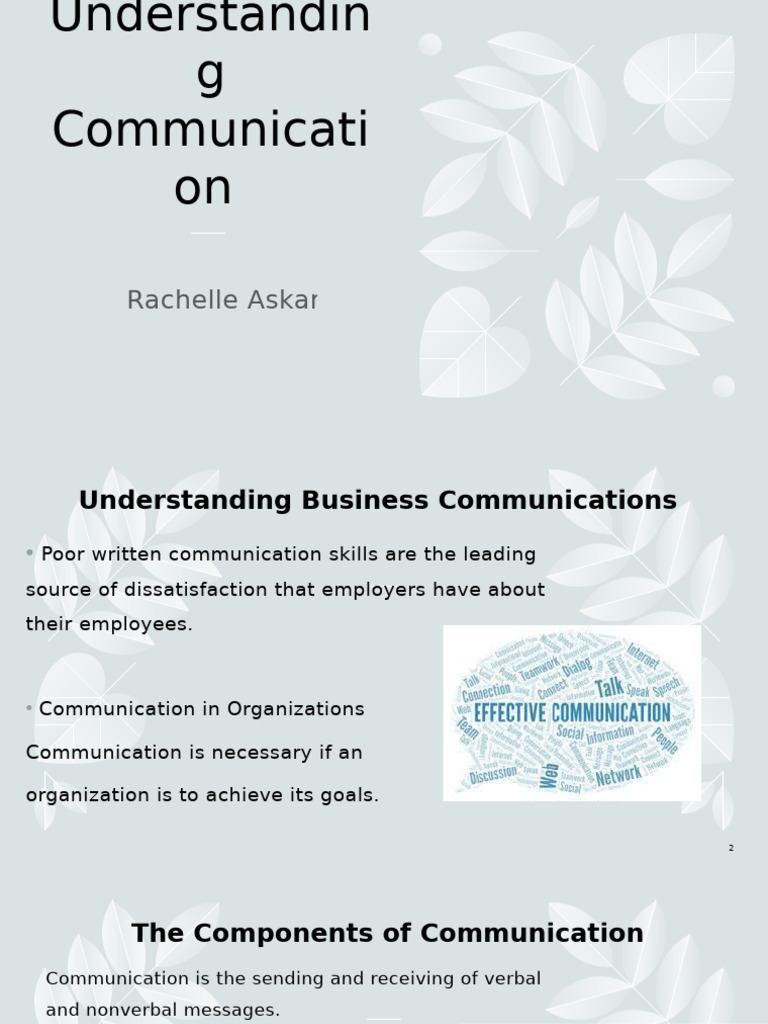 Week 1 - Understanding Communication | PDF | Communication | Nonverbal Communication