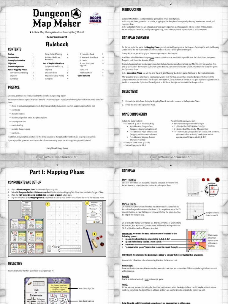Dungeon Map Maker Demo v.091 Rulebook Booklet | PDF | Role Playing ...