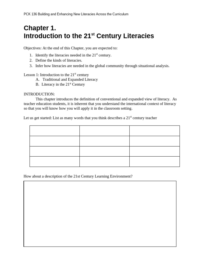 PCK 136 Chapter 1 Introduction | PDF | Literacy | Teachers