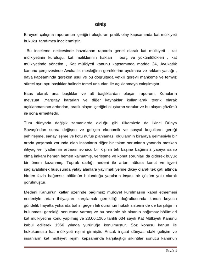 Baro Odev Kat Mülki̇yeti̇ni̇n Kurulmasi | PDF