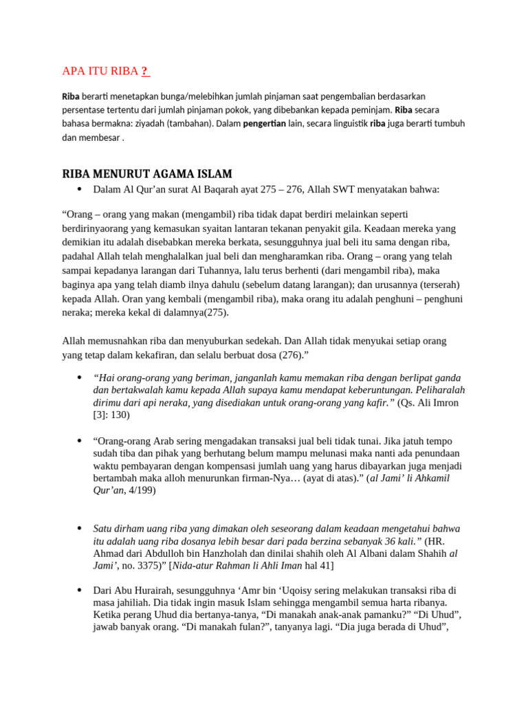 Apa Itu Riba | PDF