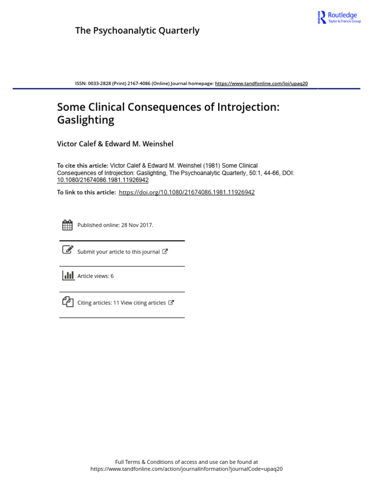 Some Clinical Consequences of Introjection | PDF | Psychoanalysis ...