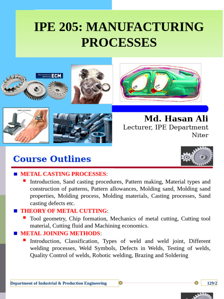 Manufacturing Processes Overview | PDF | Casting | Materials